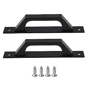 BQLZR Sliding Barn Door Pull Handle 8" for Cabinets Black Aluminum w/Base Pack of 2