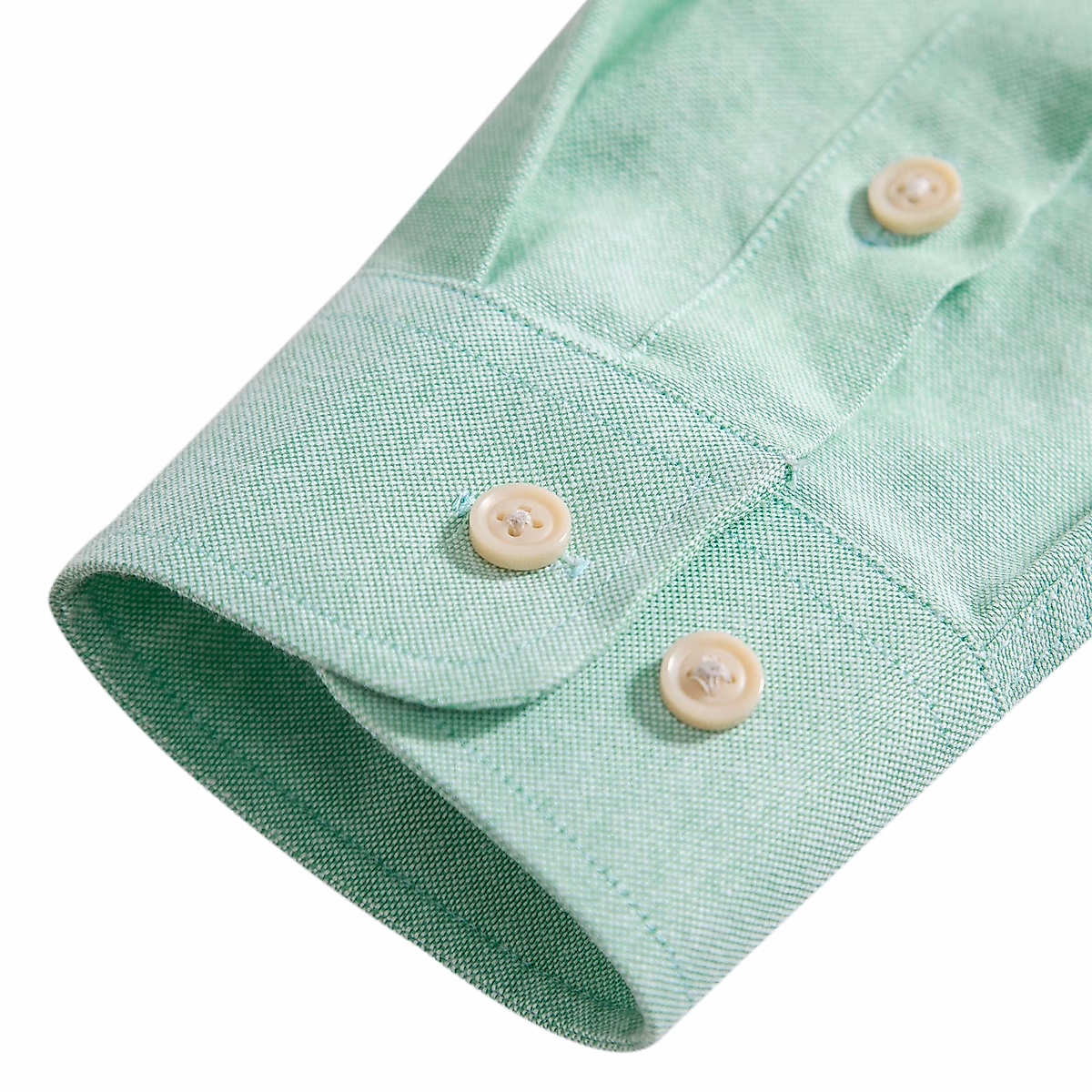 LOCALMODE Mens Long Sleeve Regular Fit Dress Shirt Casual Business Oxford Button Up Shirt Green S