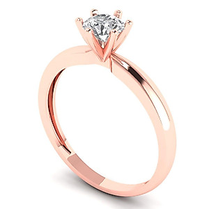 Clara Pucci 0.50 ct Round Cut Solitaire Moissanite Engagement Wedding Bridal Promise Anniversary Ring in 18K rose Gold Size 6.5