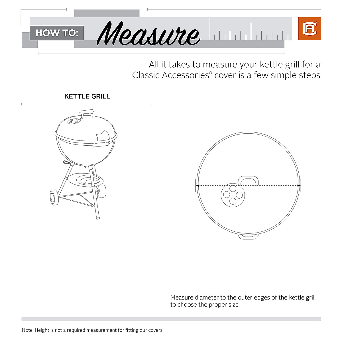 Classic Accessories Ravenna Water-Resistant 30 Inch Kettle BBQ Grill Cover, Grill Cover, Grill Cover for Outdoor Grill, BBQ Cover