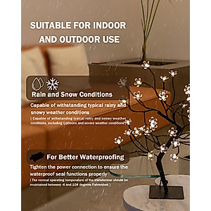 Tybeeu 20 Inch Cherry Blossom Bonsai Tree, 40 LED Warm White Lights, with 24V UL Listed Adapter and Metal Base, Ideal as Night Lights, Standard Version