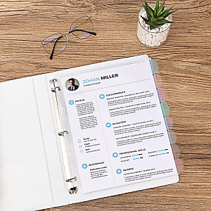 Mr. Pen- Clear Sheet Protectors with Binder Tabs, 8 Tabs, 2 Sets, Clear Binder Sheet Protectors, Clear Plastic Dividers for 3 Ring Binder, Insertable Index Page Divider Multicolor Tabs