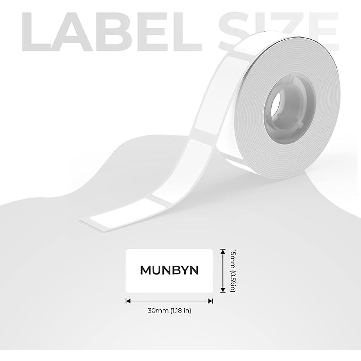 MUNBYN Thermal Label Tape for Penguin Bluetooth Label Maker Machine, 15 x 30mm 210 Labels/Roll, Self-Adhesive Label for Home, Office, School (White)