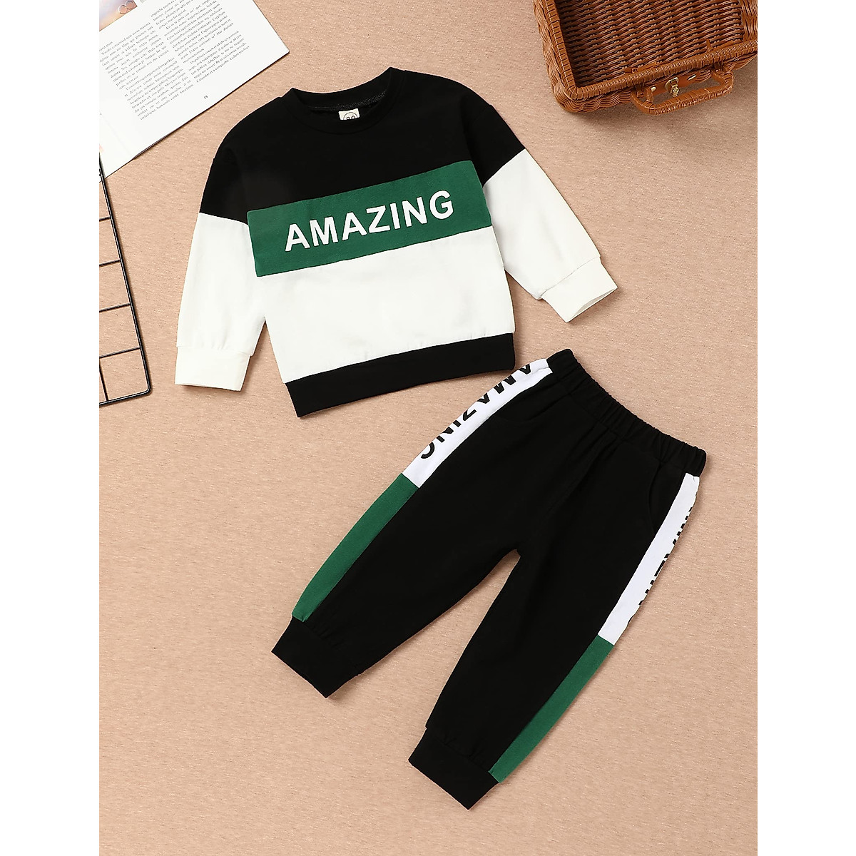 Menglang Toddler Boy Clothes 4T 5T Letter Long Sleeve Tops Toddler Sweatshirt Pants 2Pcs Set Boy Toddler Clothes Toddler Fall Clothes Boy