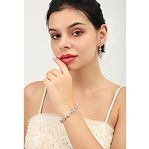 UDYLGOON UDORA Cubic Zirconia Teardrop Brides Bridesmaids Earrings Bracelet Jewelry Set Wedding Parties Prom (Rose Gold)