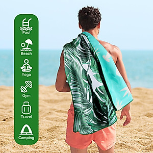 DECOMEN Beach Towel, Microfiber Beach Towels, Oversized Lightweight Quick Dry (73" x 32") Sand Proof, Absorbent, Compact, Beach Blanket, Lightweight Towel for The Swimming, Sports -Palm Leaf