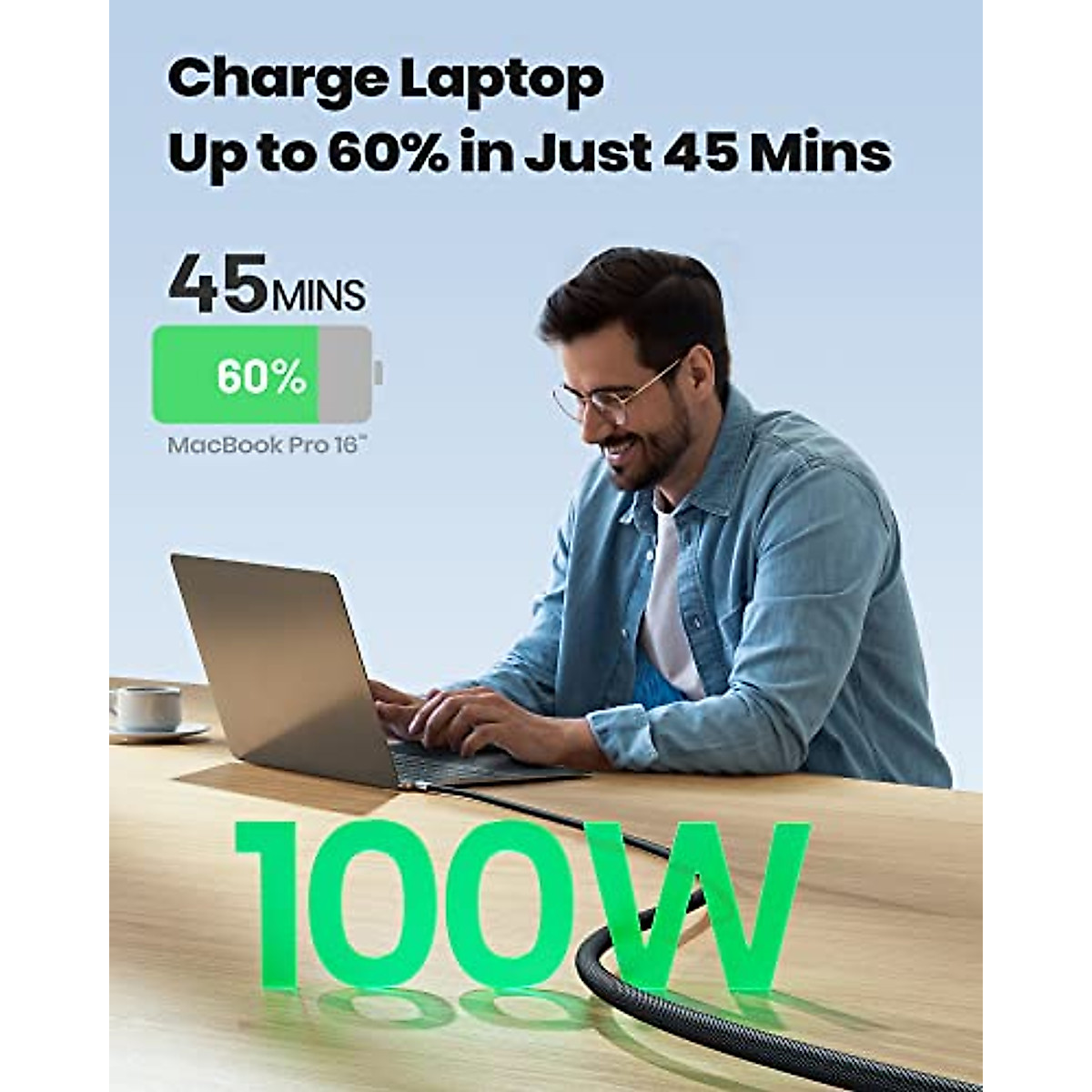 USB C to USB C Cable, INIU 100W [2-Pack 6.6ft] PD 5A Fast Charging Type C to Type C Cable, Nylon Braided USB-C Cord Phone Charger for Samsung S22 Note 20 iPad Pro MacBook Tablets LG Google etc.