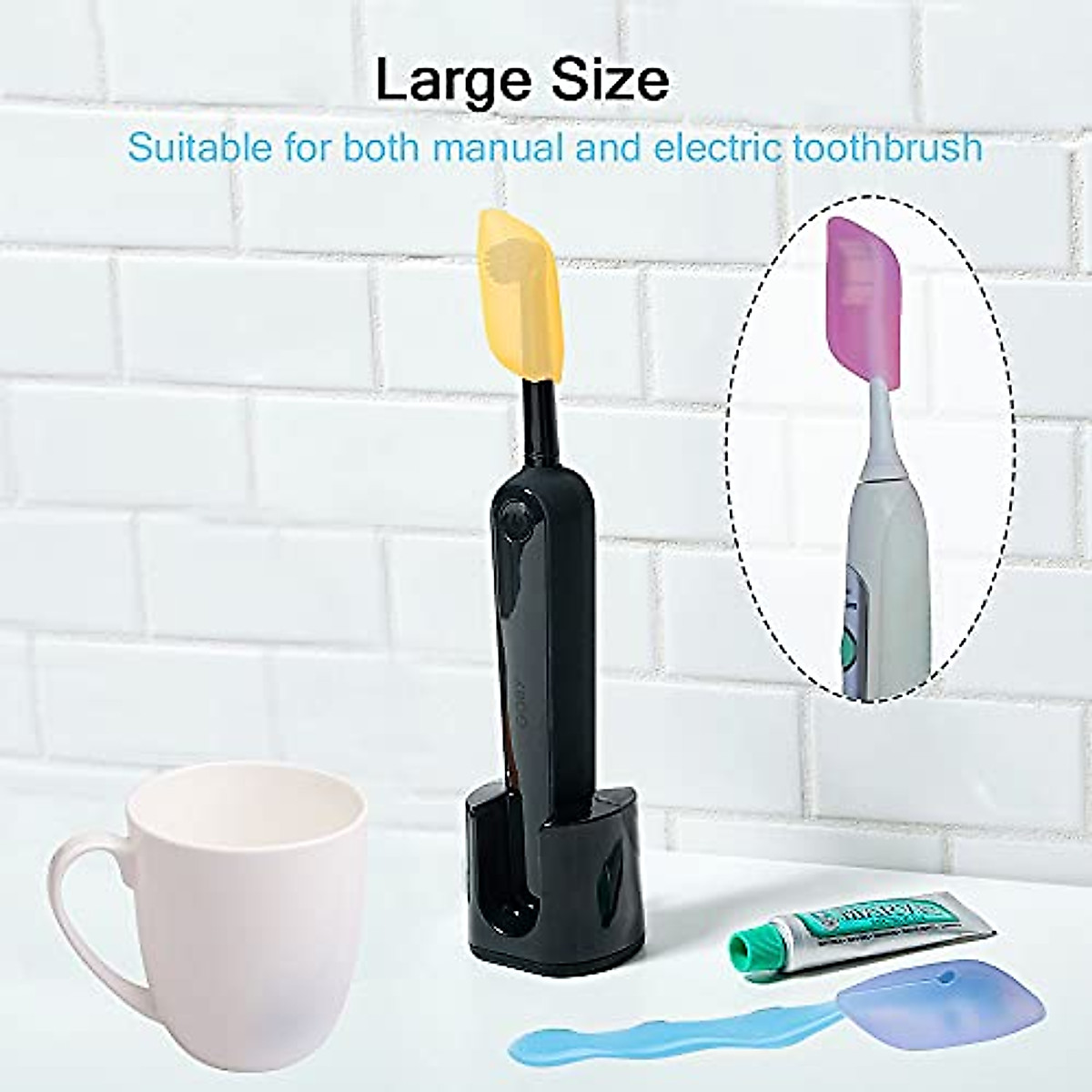 V-TOP Silicone Toothbrush Case Covers Pack of 6, Great for Home and Outdoor