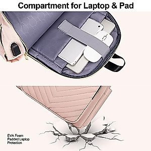 Bonioka Laptop Backpack for Women, Laptop Bag Travel Backpacks for Work Travel 15.6 Inch with USB Charing Port Luggage Strap Pink