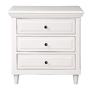 Knocbel 3-Drawer Night Stand, Solid Wood Bedside Nightstand Sofa Side End Table, Fully Assembled, 28.1" H x 27.9" W x 16.9" D (White)