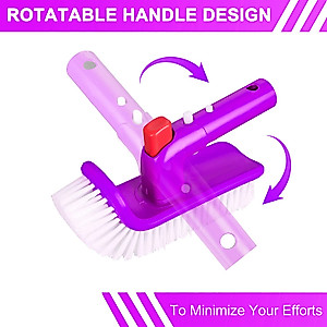 Professional Luxury Pool Step & Corner Brush,180 Degree Rotation Handle Scrub Brush,for Above Ground & Inground Swimming Pools, Spas & Hot Tubs, Fine Bristles (Pole not Included)