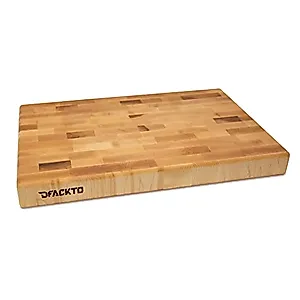 DFACKTO Premium Canadian Maple Chopping Board, End Grain Wood Butcher Block Reversible, 15-inch x 10-inch x 1.5-inch