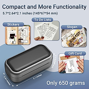 PhoFuta Mini Printer for iPhone, Sticker Printer Machine Portable Thermal Inkless Photo Printer via Bluetooth, Can Print 53mm(2 inch)/80mm(3 inch) Width Paper,Note Buddy Best for Memo,Journal,Plan