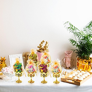 Noamus 30 Pack Fillable Crown with Pouch, Gold Plastic Goblet with Drawstring Bags, Decorative Candy Storage Boxes Party Favor Container for Candy Chocolate Cake Dessert Princess Baby Shower Birthday