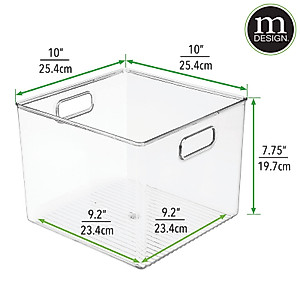 mDesign Small Modern Plastic Storage Organizer Bin Basket with Handles for Craft Room Organization - Shelf, Cubby, Cabinet, and Closet Organizing Decor - 8 Pack - Clear