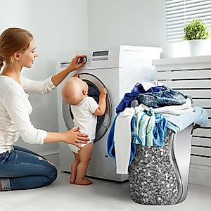 Silver Faux Glitter Glam Bling Laundry Basket Hamper Bag Dirty Clothes Storage Bin Waterproof Foldable Collapsible Toy Organizer for Office Bedroom Clothes Toys Gift Basket