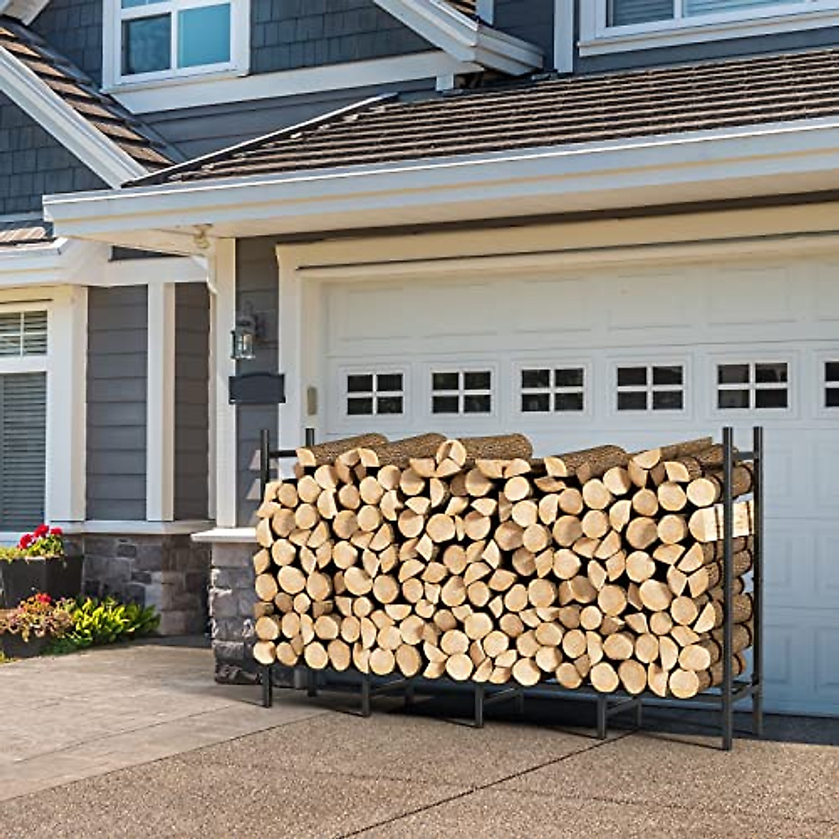 CADUKE 5.3ft Wood Holders Firewood Outdoor Fire Wood Rack for Fireplace Firewood Storage Heavy Duty Log Holder Stand Adjustable Firewood Rack Indoor, Metal