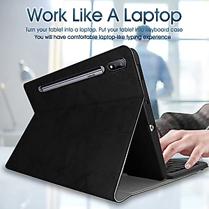 Backlit Keyboard Case for Samsung Galaxy Tab S8 2022/Tab S7 2020 11 inch(Model SM-X700/X706/T870/ T875/T876),Wineecy 7 Colors Light Detachable Wireless Keyboard & PU Folio Stand Pen Holder Cover,Black