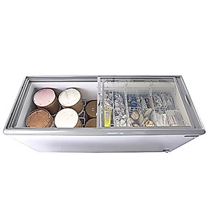 Maxx Cold MXF71F Sliding Glass Top Mobile Ice Cream Display Freezer Equipped with 5 Baskets, White