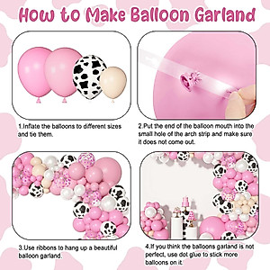 Pink Cow Balloons Garland Arch Kit, 141Pcs Pastel Pink Confetti Cow Print Balloons MOOMOO Banners Foil Cow for Western Cowboy Cowgirl Farm Animal Themed Baby Shower Birthday Party Decorations Supplies