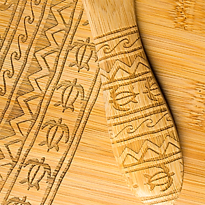 Totally Bamboo Tonga Serving Board and Spreader Set, 7-1/2" x 8-1/2"