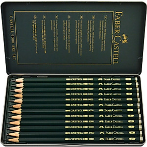 Faber-Castell Castell 9000 Art - Set of 12 (8B, 7B, 6B, 4B, 2B, B, HB, F, H, H & 2H)