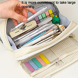 pzq ITA Pencil Pouch Large Capacity Checkered Pencil Case with Zipper Organizer transparent Pencil Bag (Black)