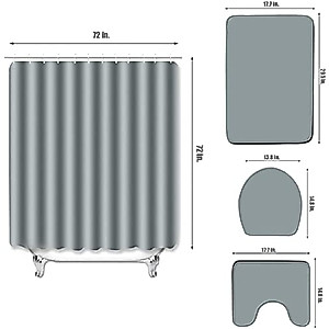 Xjsadxcz 4 Piece Baby Yoda Shower Curtain Sets with Including Square Non-Slip Floor Mat, U-Shaped Mat, Toilet lid Cover Mat, and Shower Curtain with ，72"x72"