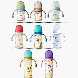 Pack of 2, Bottle Handles Grips Compatible for Pigeon 3rd Generation Silicone Coating Nursing Bottle, PPSU/PP/Glass Nursing Wide Neck Bottles (Colors May be Vary)