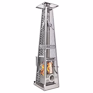 90,000 BTU Stainless Steel Outdoor patio Heater, 12 Ft Heating Radius, Wood Pellet Fired (Big Timber Elite | Revere Edition))