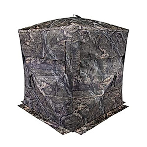 Ameristep FieldView 3 Durable One-Way View See-Through Mesh Hub Style Hunting Ground Blind | 3 Hunters Concealment | Mossy Oak DNA Camo