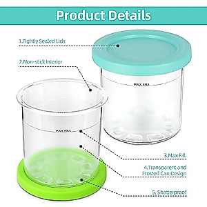 HOTUT Ninja Creami Containers,2 Pack Replacement Pints and Lids+2 Scoops Dishwasher Safe Compatible with NC301,NC300,NC299AMZ,CN305A and CN301CO Series Ninja Ice Cream Makers (Not Fit for NC501)