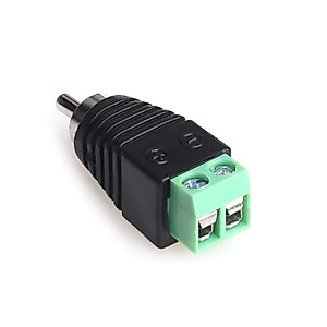 MOBOREST RCA Cable Audio Adapter, Phono RCA Male Plug to AV Screw Terminal Audio/Video Speaker Wire connectors Solderless Adapter(RCA Male-2pack)