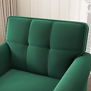 HONBAY Velvet Modern Accent Chair, Comfy Chair Armchair for Bedroom with Nailhead Arm Cozy Single Sofa Club Chair for Living Room Office, Green