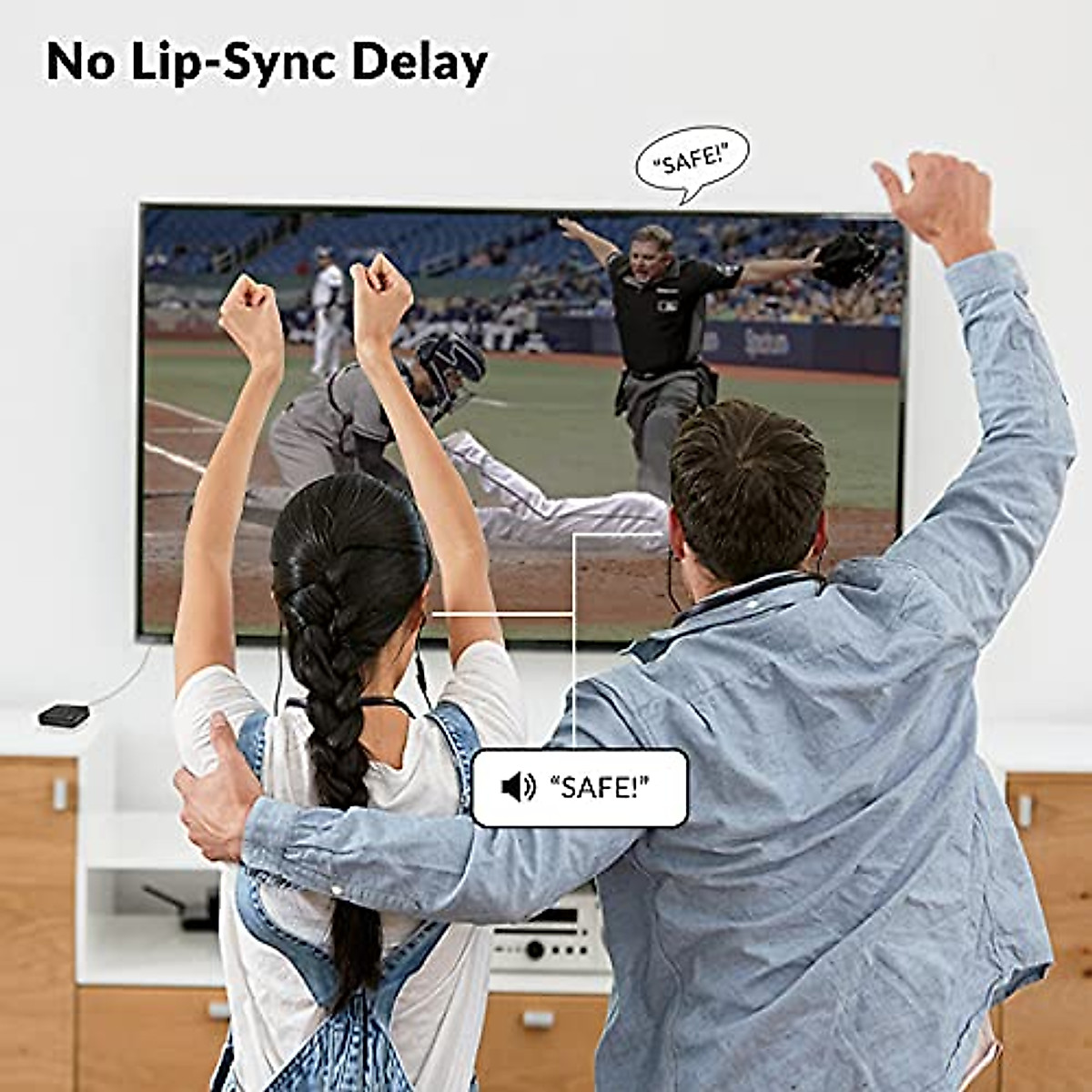 Avantree HT41866 Wireless Earbuds for TV Listening (Set of 2) with Bluetooth Transmitter, Individual Volume Control, 20Hrs Neckband Headphones, Plug & Play, No Audio Delay