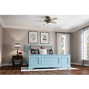 Hunter Fan Company Crestfield 42-inch Indoor Matte Silver Casual Ceiling Fan With Bright LED Light Kit, Pull Chains, and Reversible WhisperWind Motor Included