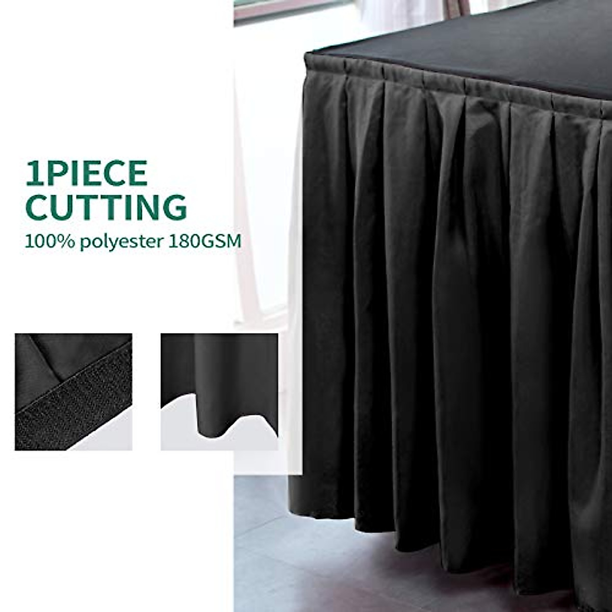 Surmente Tablecloth 14 ft Polyester Table Skirt for Weddings, Banquets, or Restaurants(Black) … …
