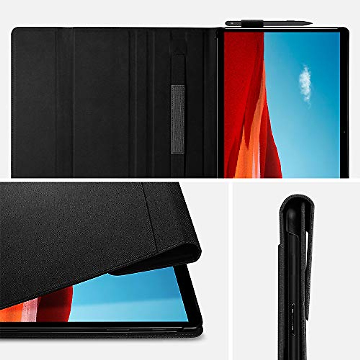 Spigen Stand Folio Designed for Surface Pro X Case with Pen Holder (2021/2020/2019) - Black