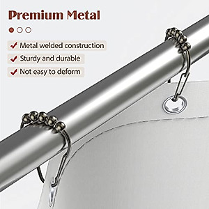 Lewondr Shower Curtain Hooks, Decorative Glide Rings Hooks Shower Curtain Rings for Bathroom Shower Hanging Rods Liner, Set of 12, Bronze