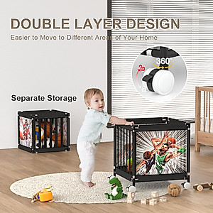 Asacbiiin Stuffed Animal Zoo Storage Organizer: Stainless Steels Stuffed Animal Organizer Bin with Removable Lid - Kids Stuffed Animal Holder Plushies Storage for Bedroom Nursery Playroom