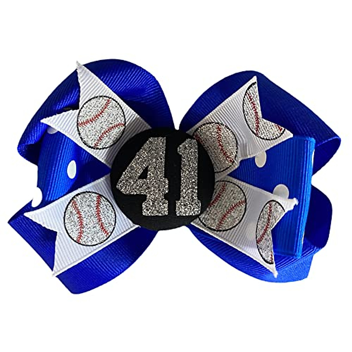 Soccer Bow with Glitter Initial or Number Button, Hot Pink Black and White, Baseball Softball Cheer and Volleyball Football