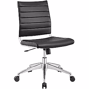 Modway Jive Ribbed Armless Mid Back Swivel Conference Chair In Black
