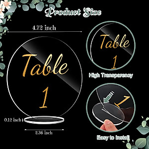 Sintuff 30 Pcs Acrylic Table Numbers Wedding Table Numbers with Stands Clear Table Numbers for Wedding Reception 4.72in Acrylic Wedding Signs 1 to 30 Acrylic Signs and Holders Display Stand (Gold)