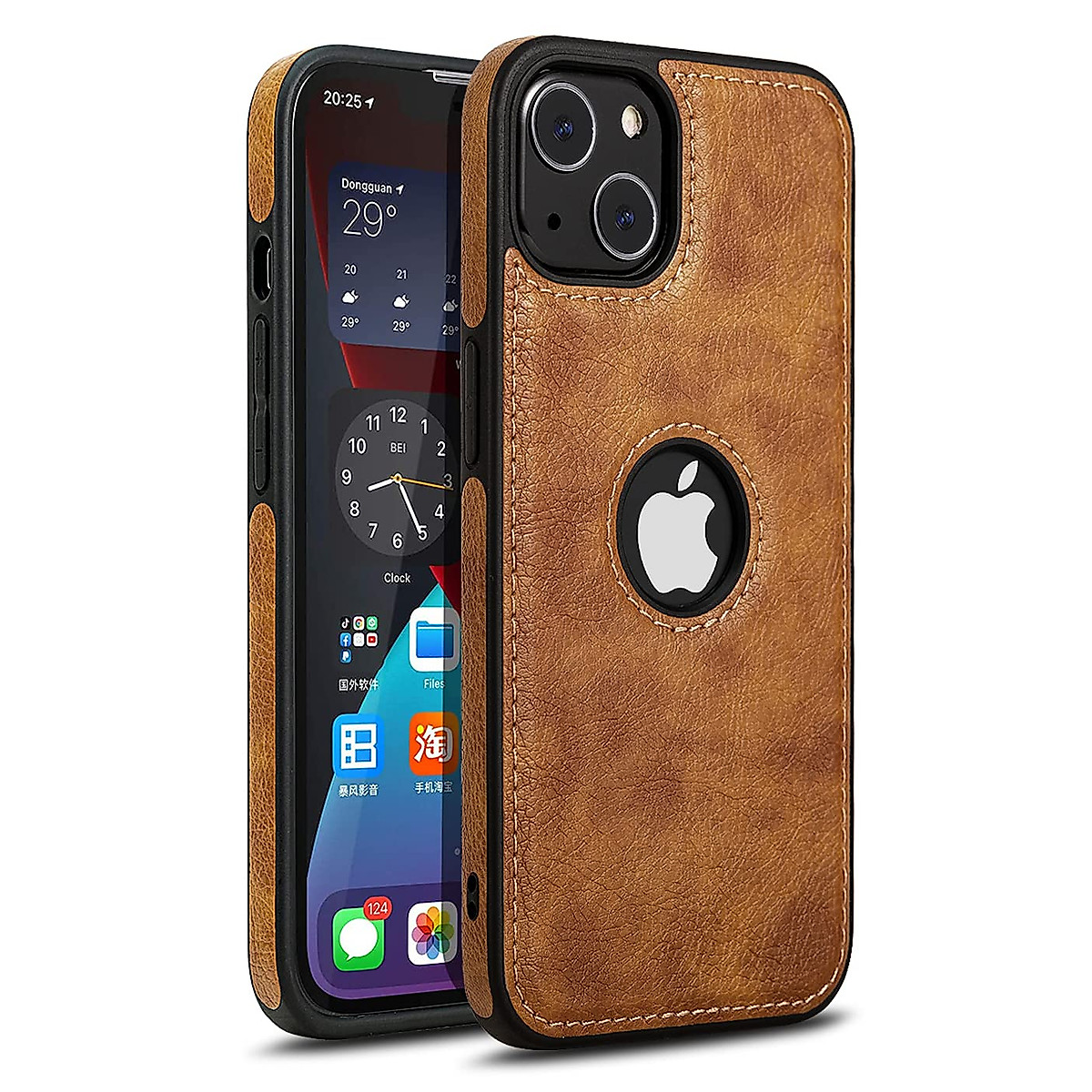 Razstorm Unique Design Luxury Leather Business Phone Case for iPhone 13 Mini Anti-Slip Scratch Resistant Ultra Slim Protective Case (2021,5.4”) (Brown)