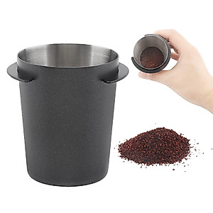 TQEONKL Coffee Dosing Cup 54mm, Stainless Steel Espresso Coffee Dosing Cup Espresso Machine Accessories, Coffee Powder Feeder Part Coffee Grinder Powder Cup Compatible with 54mm Portafilter, Black