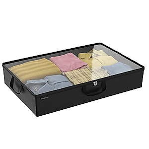 ClosetMaid 20504 Foldable Underbed Storage Bag with Handles, Zipper Closure and Clear Window for Sweaters, Shoes, Blankets with Charcoal Black Finish