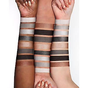 HOOMUSS Black Smoky Eye Shadow Palette 8Color, Dark Grey Smokey Eyeshadow for Goth Makeup, Black Silver White Gray Shade for Halloween, Pigmented & Long Lasting (Black)