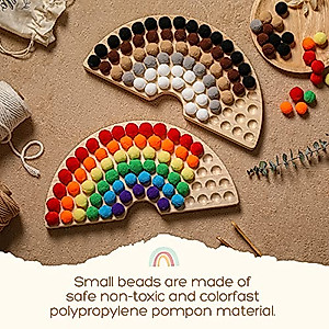 bopoobo Wooden Peg Board Beads Game Rainbow Clip Bead Puzzle Montessori Sorting Toys Counting Matching Game Beads Early Education Board Game Fine Motor Skill Montessori Toys for Toddlers
