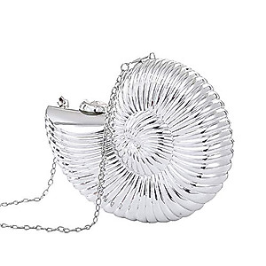 Aimeely Women Creative Conch Shell Prom Party Clutch Purse Acrylic Chain Strap Shoulder Bags Sliver