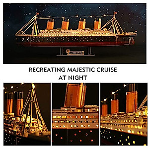 3D Puzzles for Adults Titanic Toys Arts Crafts for Adults 36'' LED Gifts for Men Women RMS Model Kits Couples Gifts, Difficult Watercraft Cruise Long Distance Relationships Gifts Desk Decor